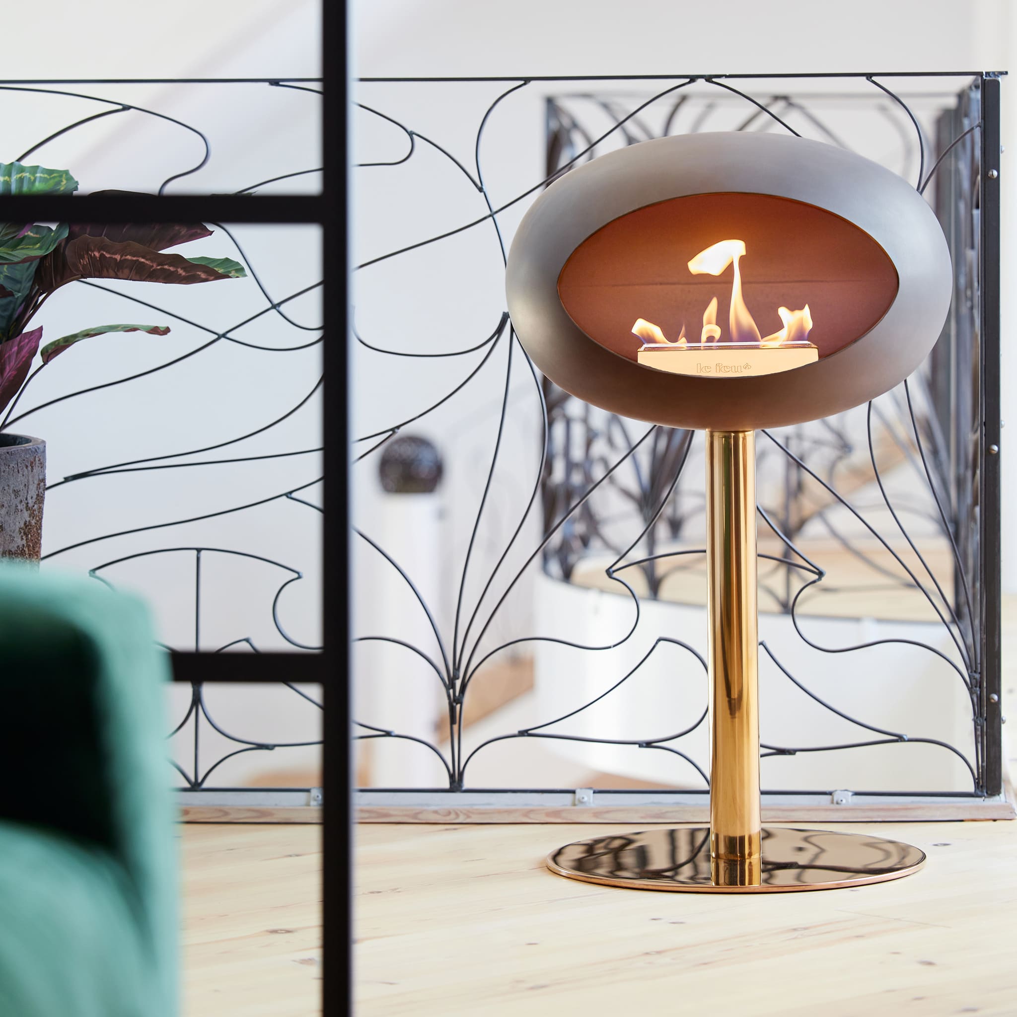 Steel Low Dome Portable Fireplace - Mocca | Le Feu - Montreal Lighting ...